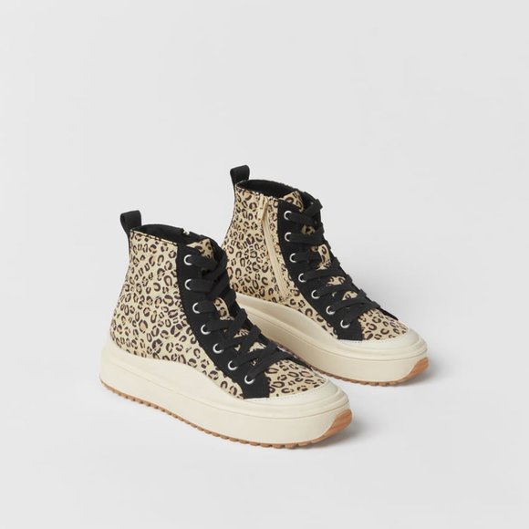 Zara | Shoes | Nwob Zara Kids Animal Print Hightops Beige Ref 222030 ...